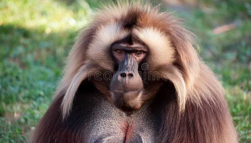 Male Gelada, Theropithecus Gelada, Hairy Primate, Face Expression Stock ...