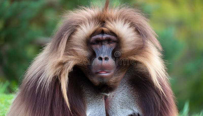 Male Gelada, Theropithecus Gelada, Hairy Primate, Face Expression Stock ...