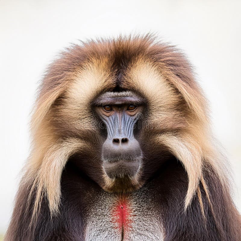 Male Gelada, Theropithecus Gelada, Hairy Primate, Face Expression Stock ...