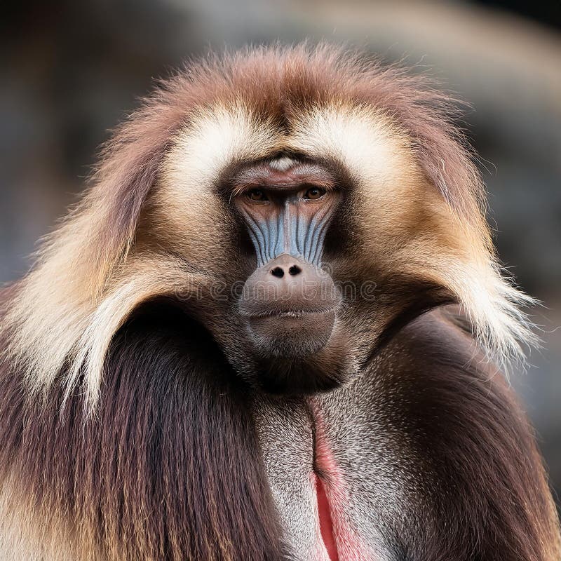 Male Gelada, Theropithecus Gelada, Hairy Primate, Face Expression Stock ...