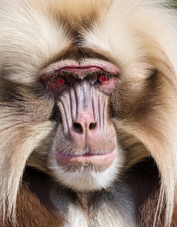 Male Gelada, Theropithecus Gelada, Hairy Primate, Face Expression Stock ...