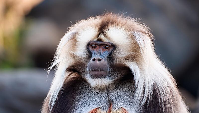 Male Gelada, Theropithecus Gelada, Hairy Primate, Face Expression Stock ...