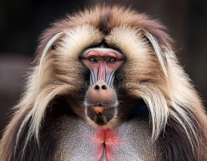 Male Gelada, Theropithecus Gelada, Hairy Primate, Face Expression Stock ...