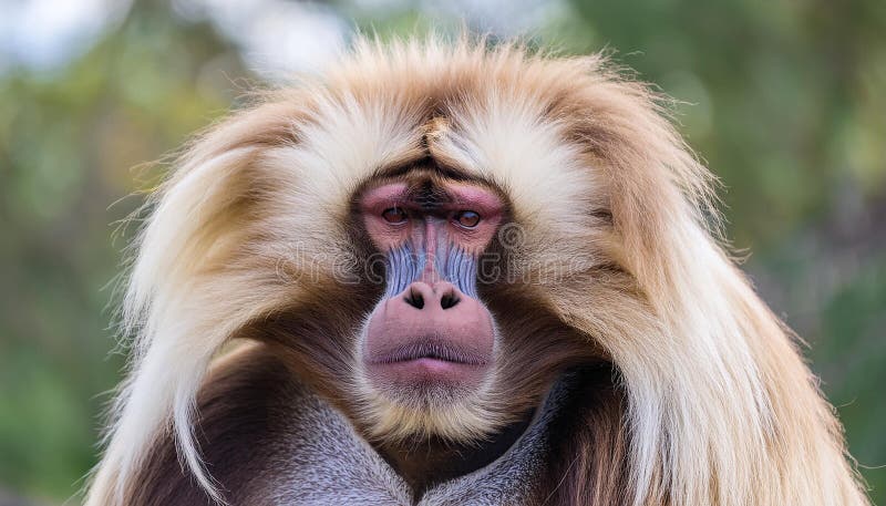 Male Gelada, Theropithecus Gelada, Hairy Primate, Face Expression Stock ...