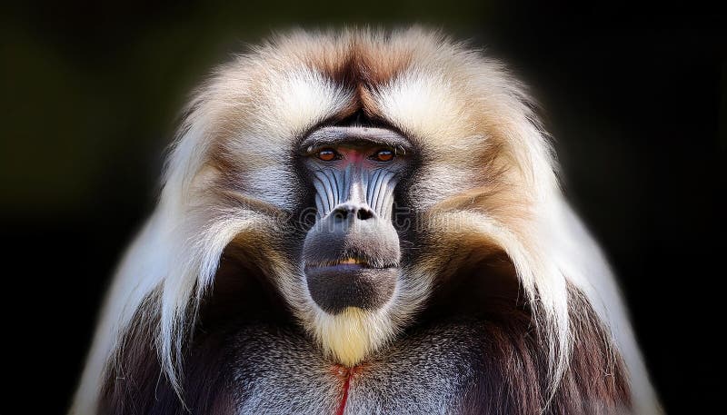 Male Gelada, Theropithecus Gelada, Hairy Primate, Face Expression Stock ...