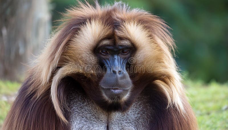 Male Gelada, Theropithecus Gelada, Hairy Primate, Face Expression Stock ...