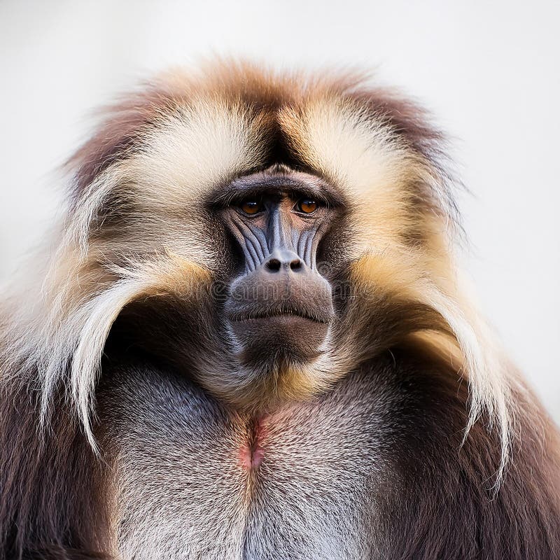 Male Gelada, Theropithecus Gelada, Hairy Primate, Face Expression Stock ...