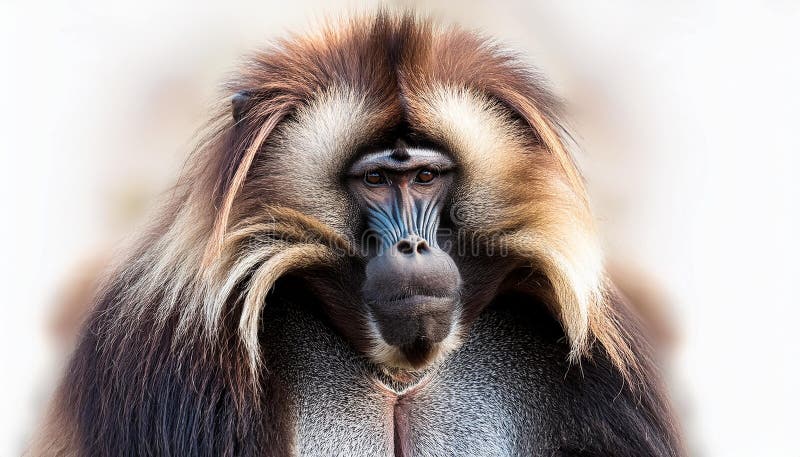 Male Gelada, Theropithecus Gelada, Hairy Primate, Face Expression Stock ...