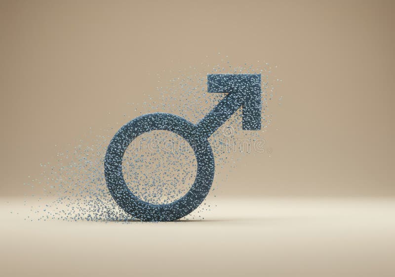 Male Gender Symbol Composed of Particles on a Soft Gradient Background ...
