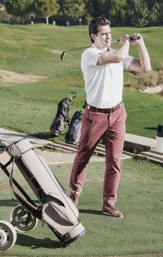 Male Golf Player Made Successful Hit at Golf Course Stock Image - Image ...
