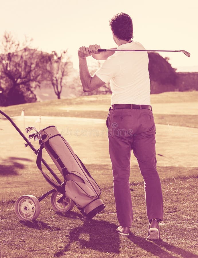 Male Golf Player Made Successful Hit Golf Course Stock Photos - Free ...