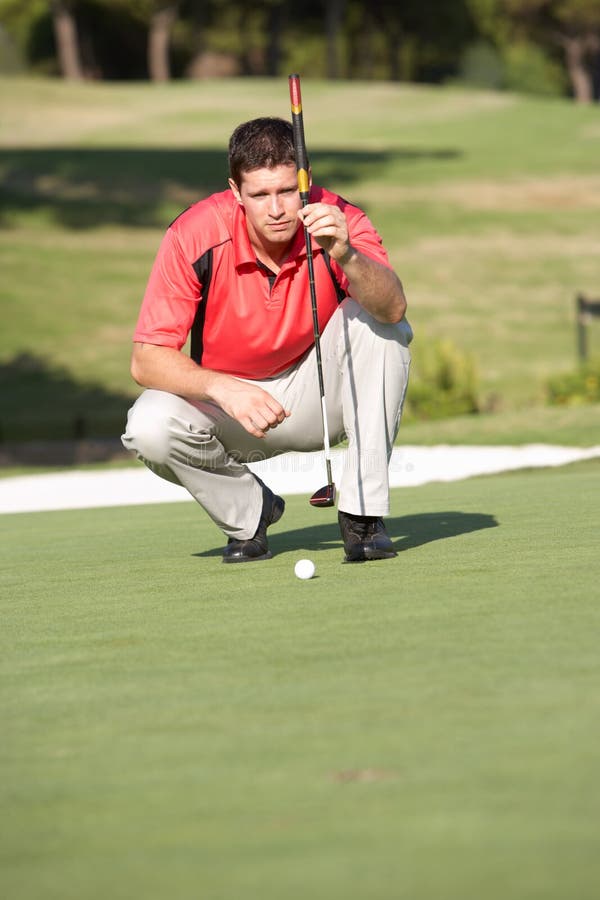 Male Golfer on Golf Course stock photo. Image of success - 16303930