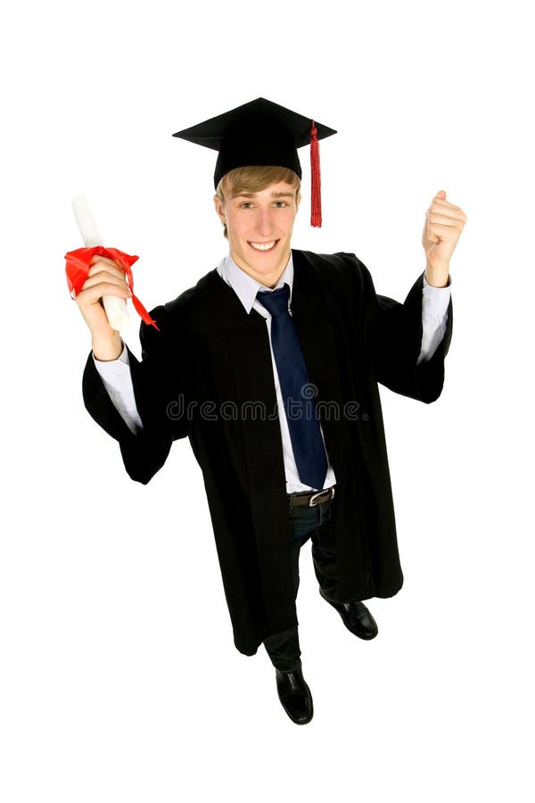Male Graduate Jumping for Joy Stock Photo - Image of energy, jumping ...
