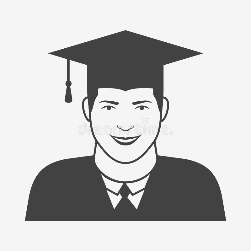 Male Graduate in Mantle and Graduation Cap Monochrome Icon Stock Vector ...