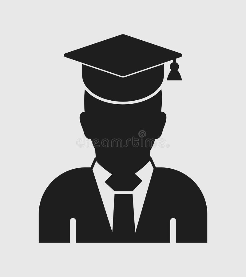 Male Graduate Student Icon with Gown and Cap. Stock Vector ...