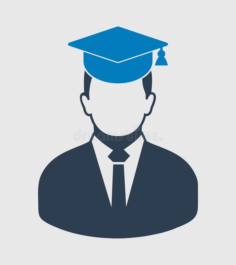 Male Graduate Student Icon with Gown and Cap. Stock Vector ...