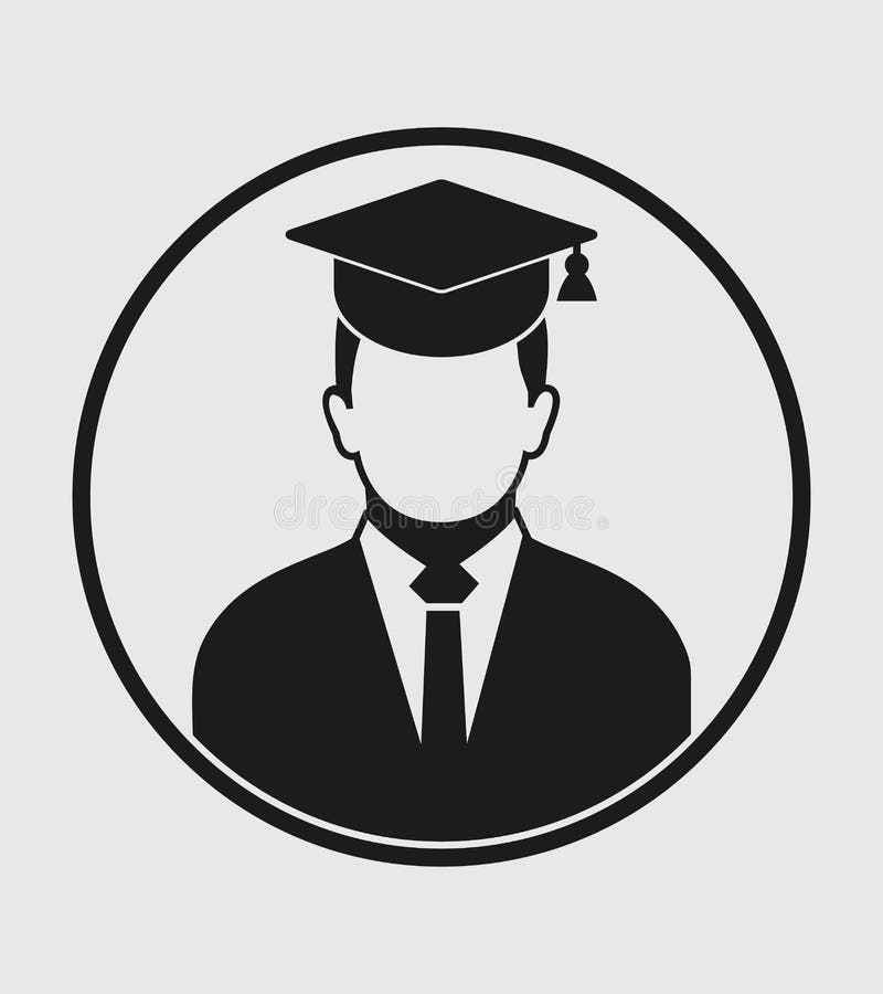 Male Graduate Student Profile Icon with Gown and Cap. Flat Style Vector ...