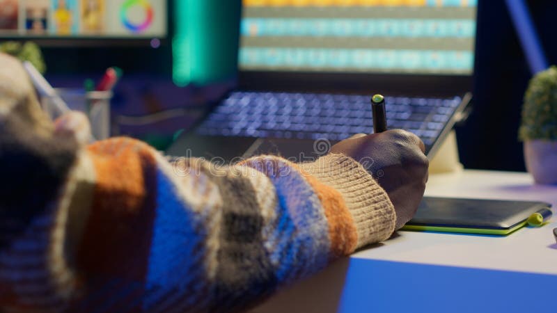 Male Graphic Artist Using Essential Digital Tools on Dual Monitors ...