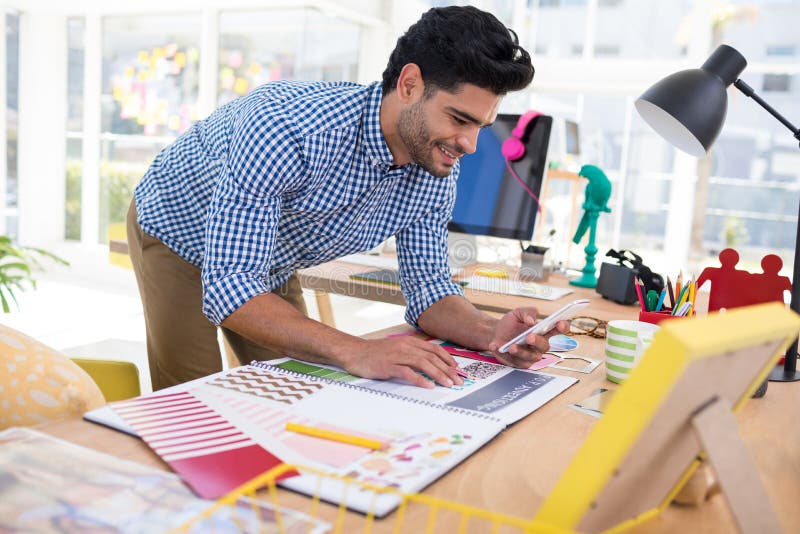 Portrait of Male Graphic Designer Working on Personal Computer Stock ...