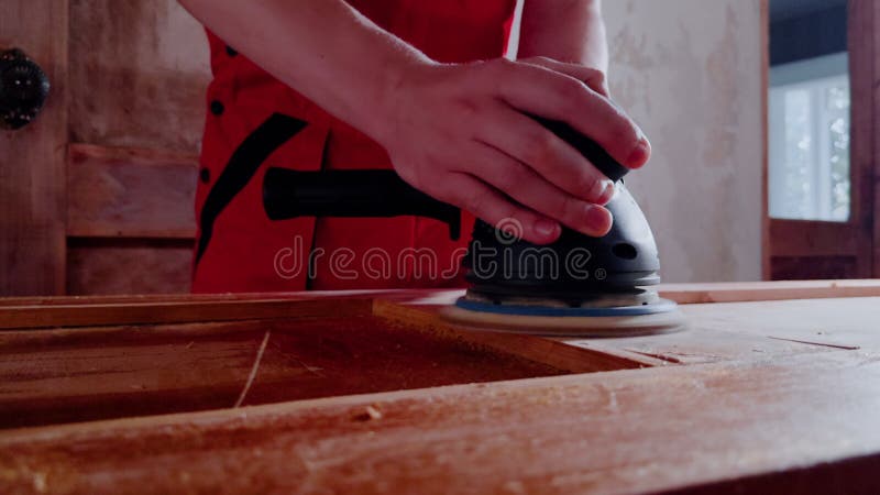 Male Grinder with Special Tool in Hand Processes Material Stock Video ...