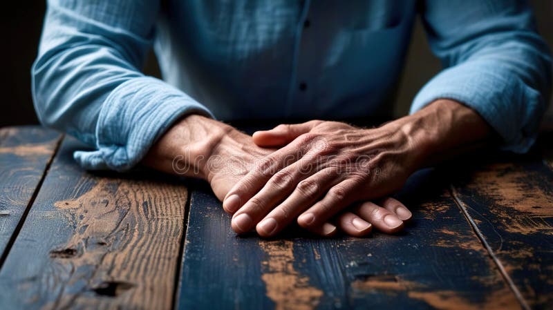 Male Guilty Hands on the Table Stock Image - Image of female, manager ...