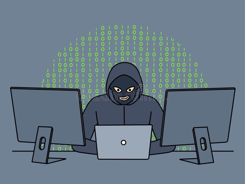 Male Hacker Steal Information from Computers Stock Vector ...