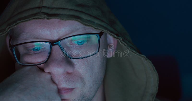 Male Hacker Working on a Computer Stock Footage - Video of internet ...