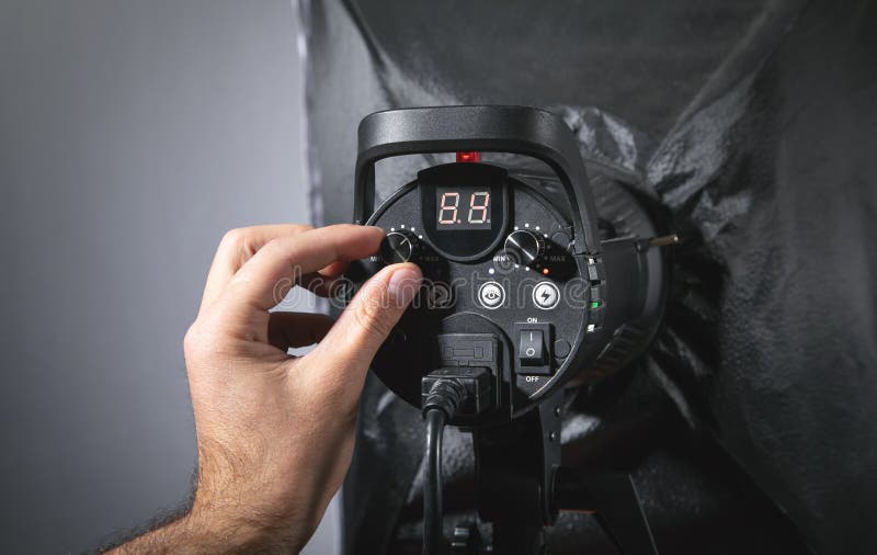 Male Hand Adjusts Flash in Studio Stock Image - Image of profession ...