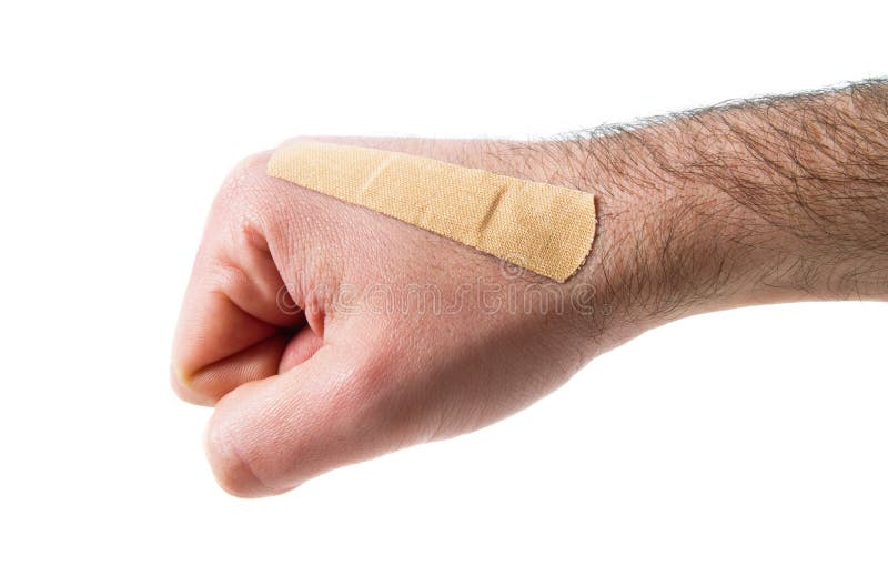 Male hand with band aid stock image. Image of person - 68530837