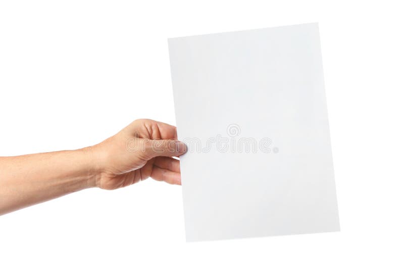 Male Hand with Blank Paper on White Background Stock Image - Image of ...