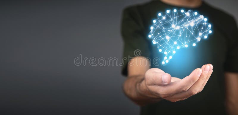 Male Hand with a Brain. Psychology Stock Illustration - Illustration of ...