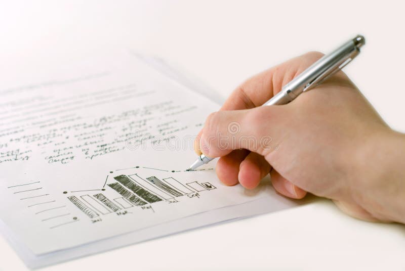 Male Hand with Business Charts and Bar Graph Stock Image - Image of ...