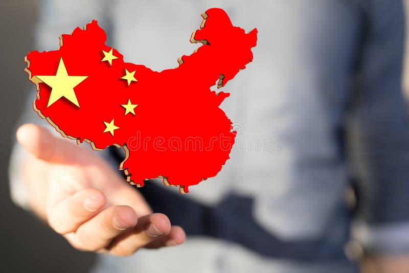 Male Hand with 3d Render of Map of China Stock Illustration ...
