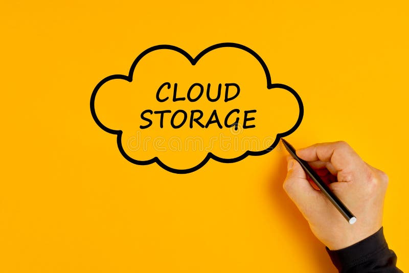 Male Hand Drawing a Cloud with the Words Cloud Storage Written in it ...
