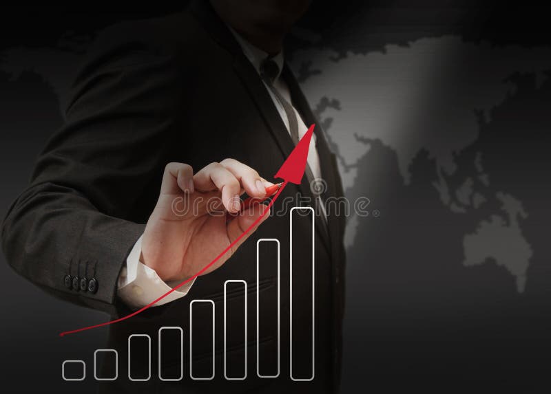 Male hand drawing a graph stock image. Image of business - 26467539