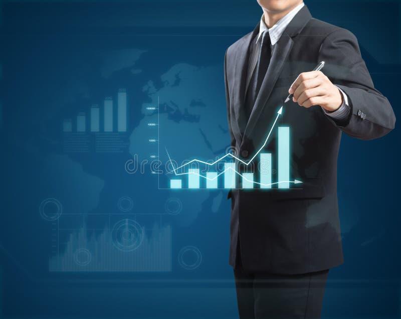 Male hand drawing a graph. stock image. Image of plan - 31308737