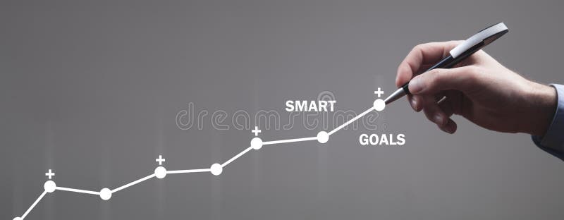 Male Hand Drawing Growth Graph. Smart Goals Stock Image - Image of ...