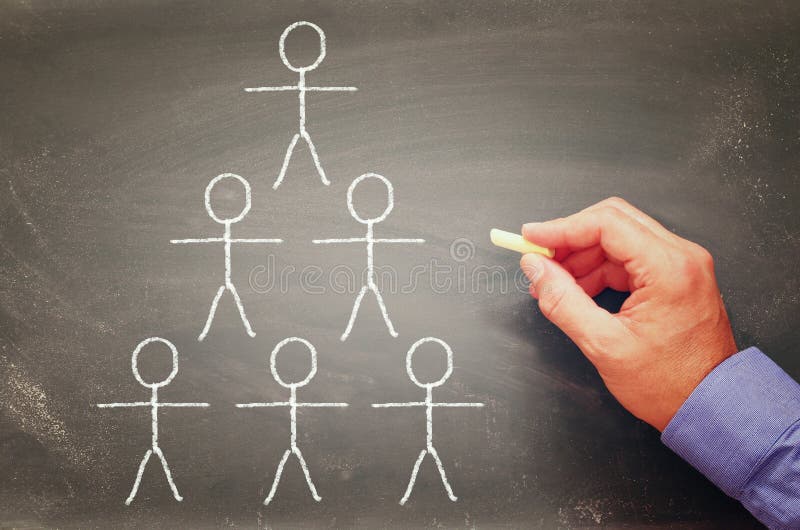 Male Hand Drawing Human Team Pyramid Over Chalkboard Stock Photo ...