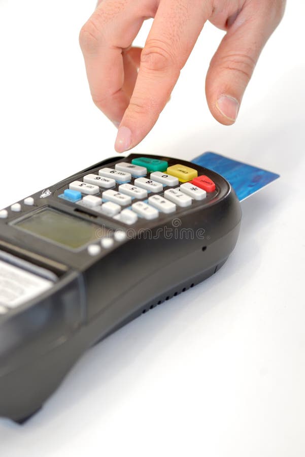 The Cashier Enters the Purchase Amount on the Cash Register, Close-up ...