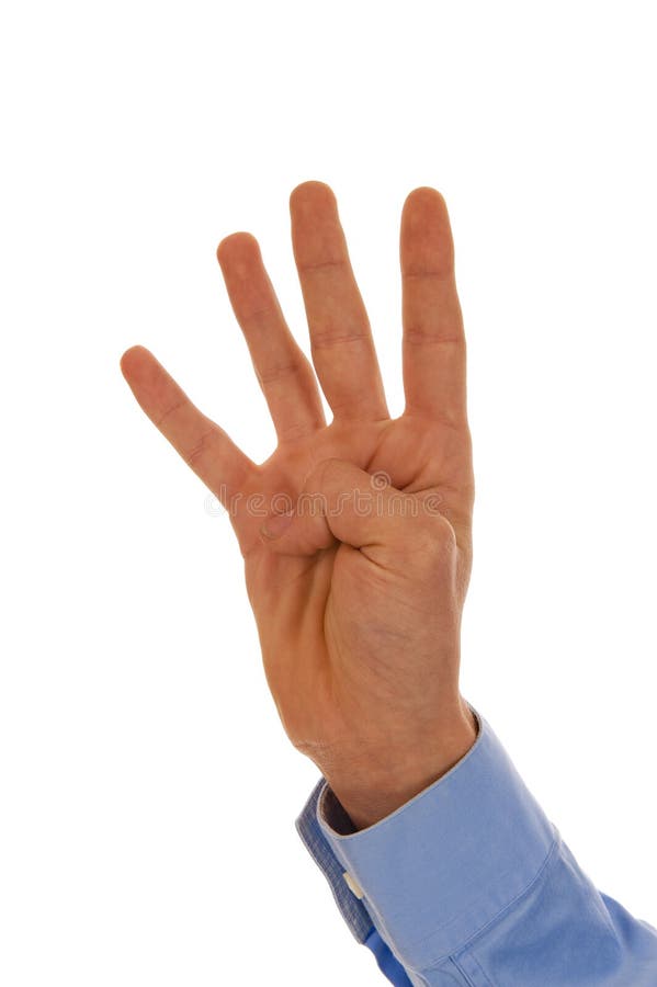 Male Hand Figuring Number Four Stock Image - Image of cypher, index ...