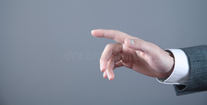Male Hand with Finger Pointing Left Direction Stock Photo - Image of ...