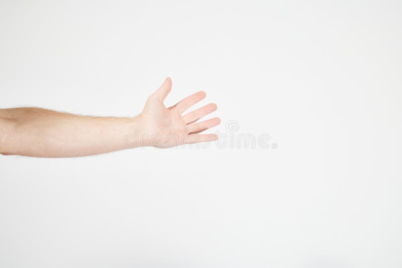 Male Hand in Front of White Background Stock Photo - Image of greeting ...