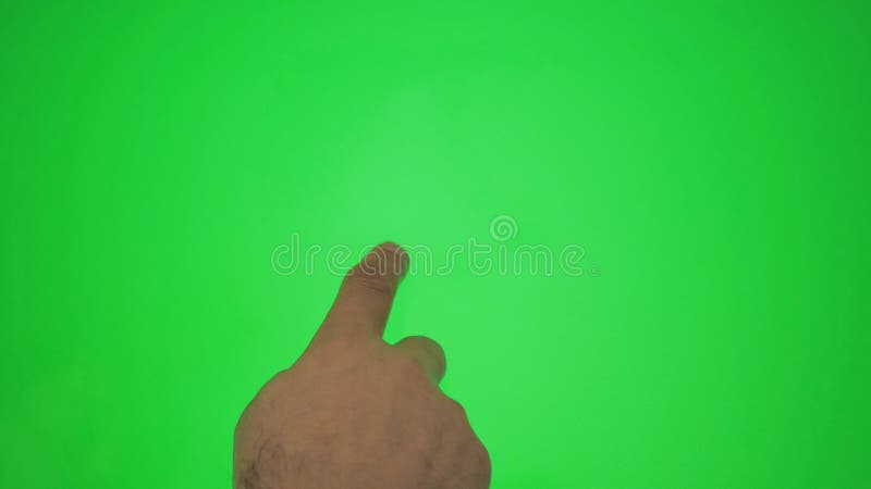 Male Hand Gestures on Green Screen: Pointing or Tapping on the Screen ...