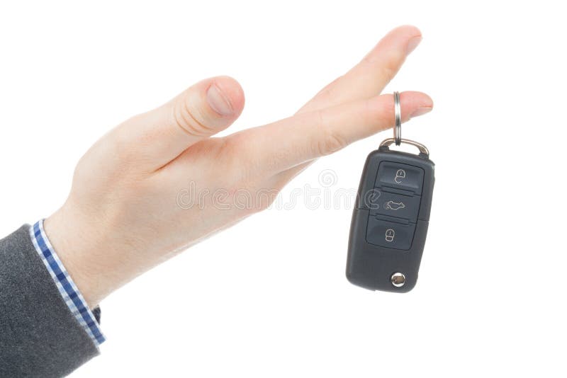 Male Hand Giving Car Keys - Studio Shot on White Stock Image - Image of ...