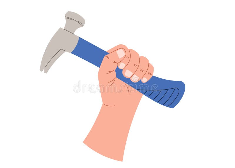 Male Hand with Hammer. Builder or Carpenter Man with Working Tool ...