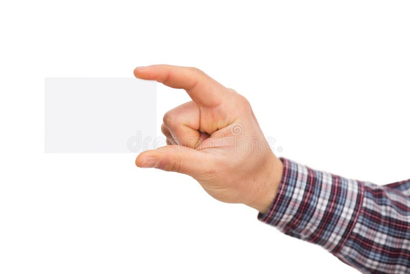 Male Hand Holding Blank Business Card, Isolated on White. Business Card ...