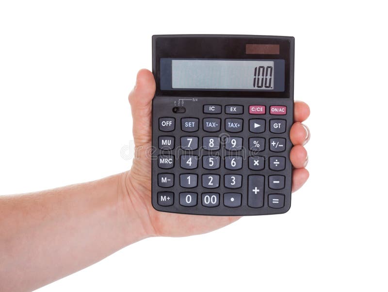 Male Hand Holding Calculator Stock Photo - Image of executive, hand ...