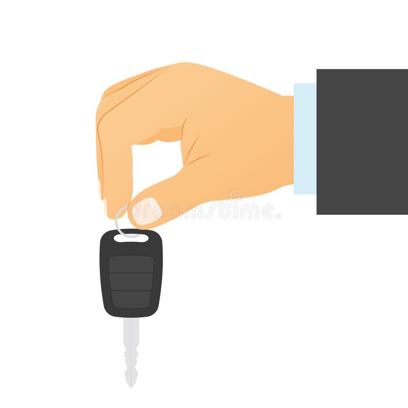 Male hand holding car key stock vector. Illustration of male - 307187030