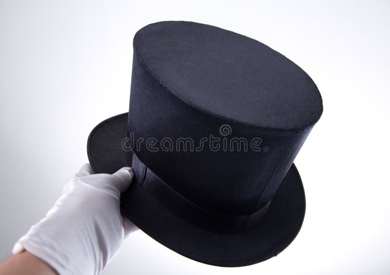 Male Hand Holding Classic Top Hat Stock Image - Image of fashion ...