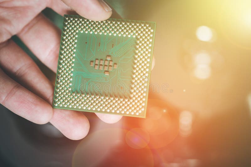 Computer Technology: Close Up of Male Hands Holding a Cpu Stock Image ...